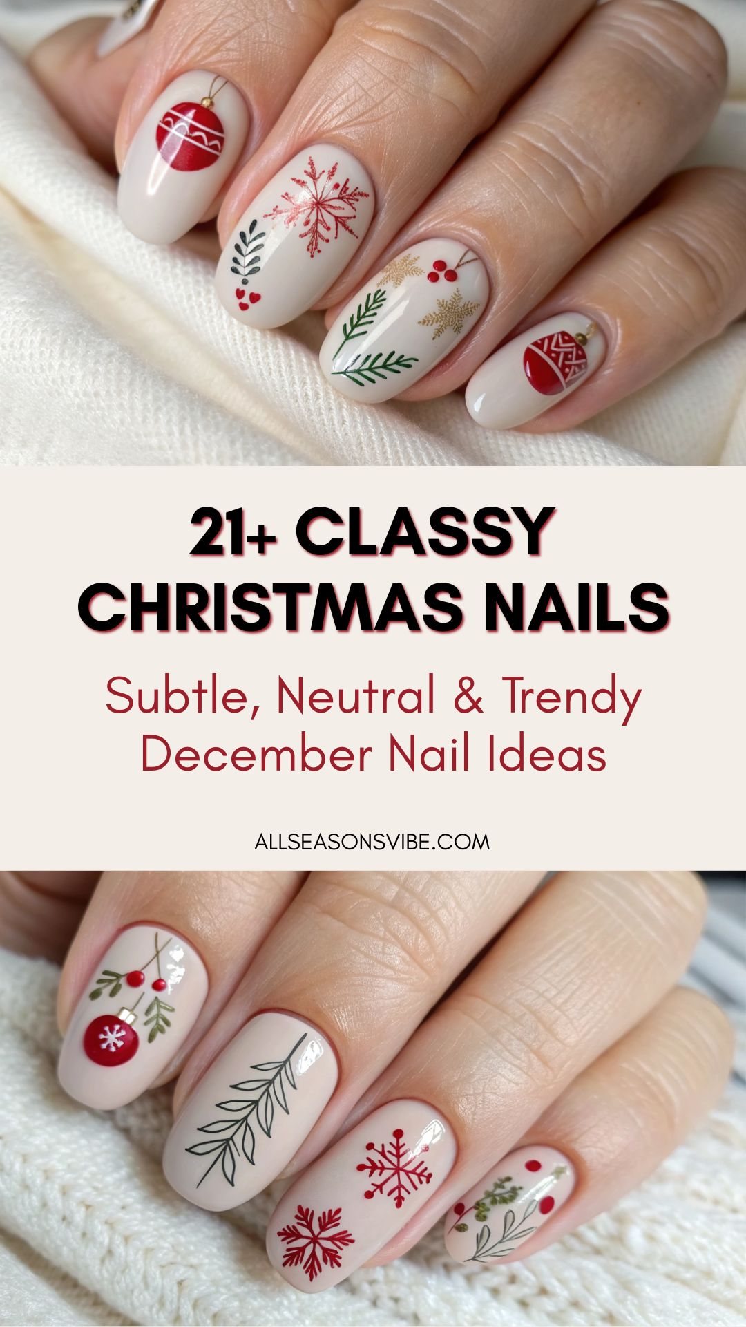 21+ Classy Christmas Nails For 2025: Subtle, Neutral & Trendy December ...